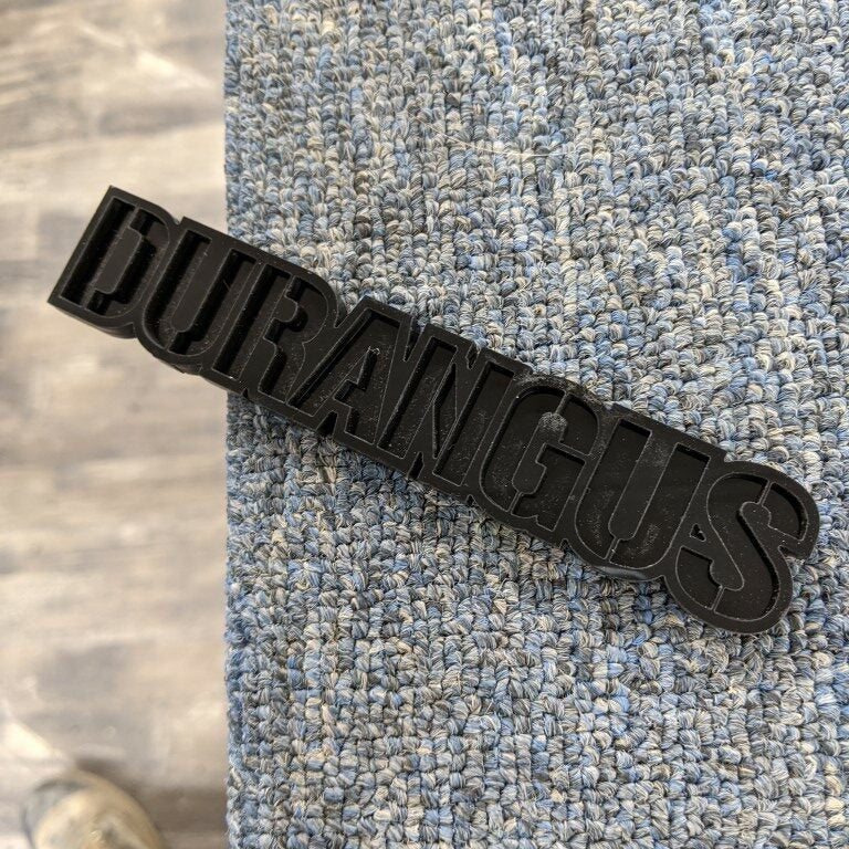Durangus Car Badge - Gloss Black On Gloss Black - Stencil Font - Tape ...