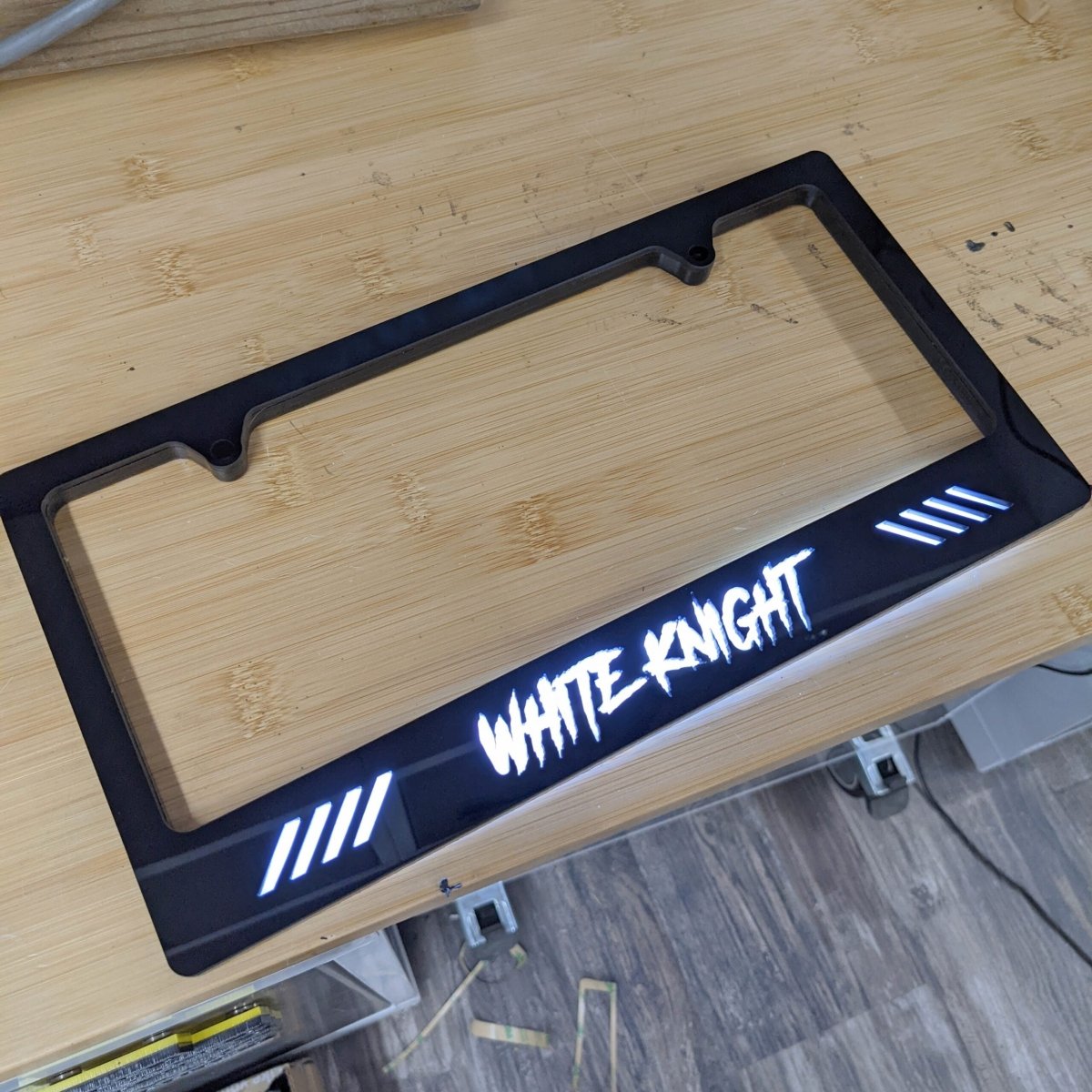 LED License Plate Border Frame - Aggressive Font – Atomic Car Concepts
